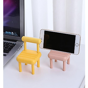 DIY Mini Chair Cell Phone Stand, Candy Color Mobile Phone Holder, Multi-Angle Chair Shape Table Phone Bracket, Compatible with All Mobile Phones, PP Material and Well Made (Pink) -1 Pack