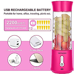 AIKIDS Portable Blender Smoothie Maker - 17Oz Personal Blender for Smoothies and Shakes | 4000mAh Rechargeable USB Juicer Blender with 6 Blades | Handheld Blender for Sports Travel Gym