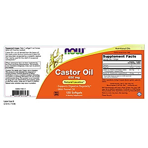 NOW Supplements, Castor Oil 650 mg with Fennel Oil, Natural Laxative*, 120 Softgels