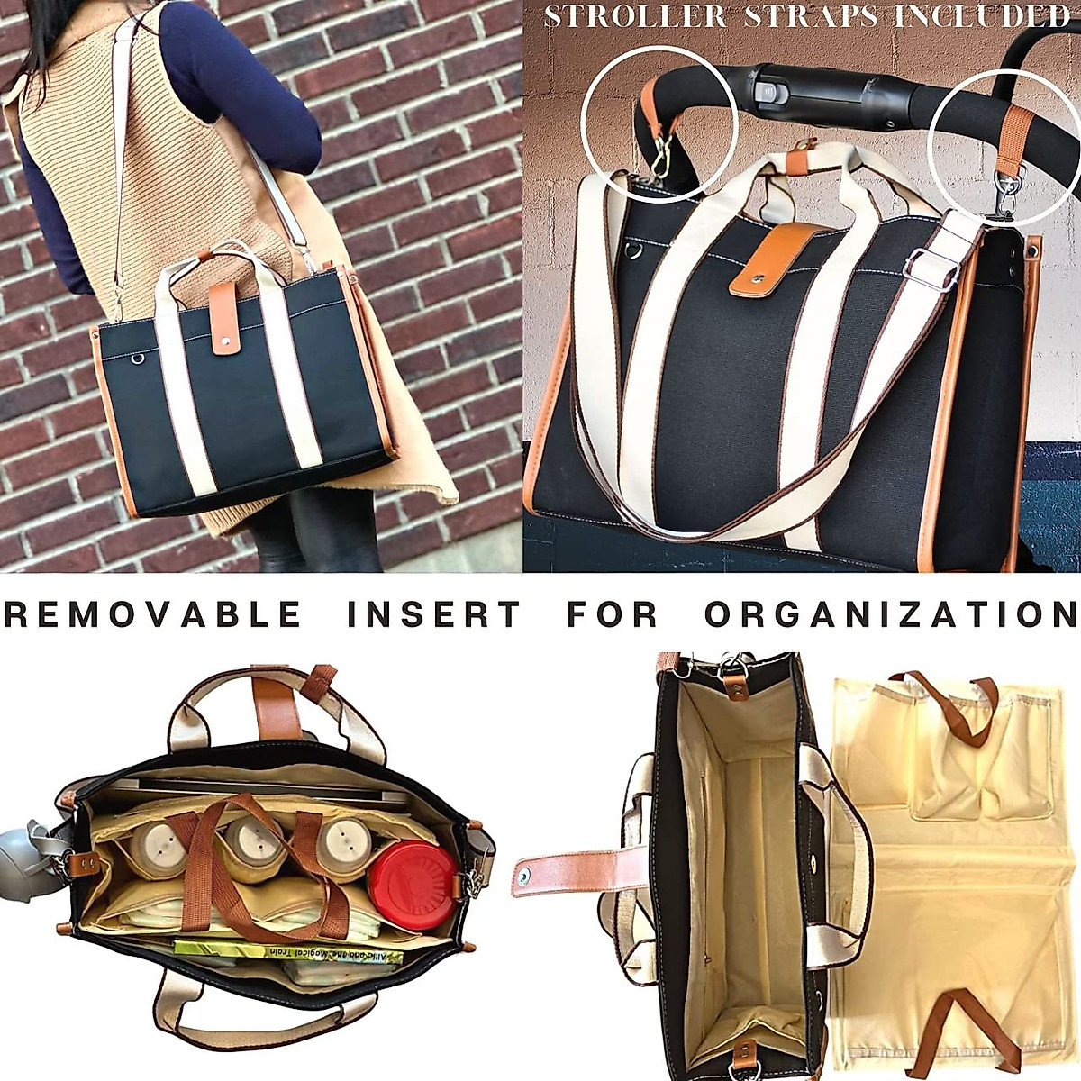 Diaper Tote Bag Messenger Style (Black)