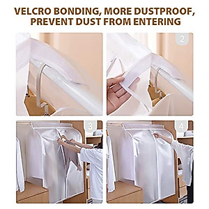 SubClap Garment Cover Hanging Clothes Bag Organizer 47 inch, Translucent Dustproof Waterproof Garment Bags for Storage Suit Shirt Dress Coat Jackets with Full Zipper & Magic Tape, 1 Pack (Wide 31”)