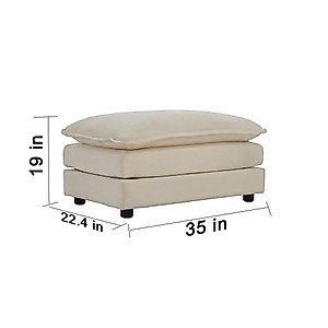 Linyuanwai Chenille Fabric Ottomans Footrest to Combine with 2 Seater Sofa, 3 Seater Sofa and 4 Seater Sofa, Light Coffee