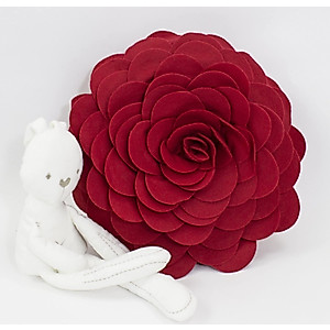 Fennco Styles Eva's Flower Garden Decorative Throw Pillow Cover 13" Round - Red Floral Accent Pillow Case for Home, Couch, Bed, Living Room, Holiday and Office Décor