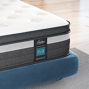 TeQsli Twin Mattress - 10 Inch Gel Memory Foam Hybrid Mattress in a Box for Pressure Relief and Cooling Sleep - Medium Firm Pocket Innerspring Mattress - CertiPUR-US Certified - 10-Year Support