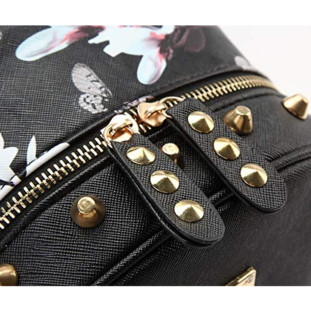 American Shield Girls Mini Cute Waterproof butterfly Backpack Small Casual Lightweight Women Fashion Light Black Leather Daypack 651, Black