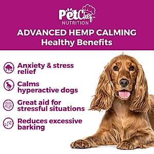 Pet Chef Calming Chews for Dogs with Hemp – Natural Dog Calming Chews for Separation Anxiety, Hyperactivity, Stress, and Pain Relief, Roasted Bacon Flavor, Pop Top Lid, Made in USA, 140 Count Value