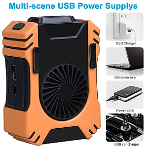 Cadrim Waist Fan, Portable Personal Fan, USB Mini Necklace Fan, Rechargeable Battery Operated Fan, 8000RPM Strong Airflow for Outdoor Camping with LED SOS Function