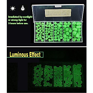 BLUERICE 100pcs Luminous Fishing Beads, Soft Plastic Fishing Bait Eggs Fishing Tackle Tools Fishing Luminous Balls for Saltwater Freshwater