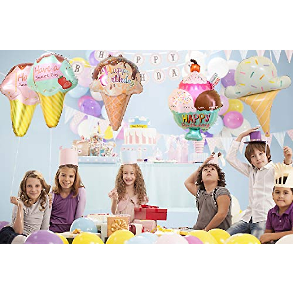 5PCS Kawaii Ice Cream Balloons Party Supplies Decorations Food Summer Birthday Baby Shower Themed Party Favor