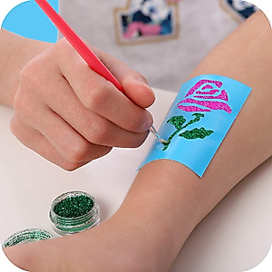 Original Stationery Glitter Tattoo Studio, Sparkly And Colorful Temporary Tattoos For Kids, Fabulous Toys for Girls and Great Birthday Gift Idea