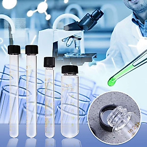 8PCS Graduated Glass Test Tube with Screw Caps, High Temperature Resistant, Clear Glass Test Tubes for Experiments and Plant Use