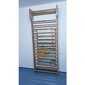 ARTIMEX Wooden Swedish Ladder (Stall Bars) Set for Physical Therapy & Gymnastics - Used in Homes, Gyms, Clinic, Schools or Fitness Centers - Wall Bars from Natural Wood: Red Oak, Code 279