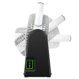 Lasko Portable Fan, 18V Lithium Ion Battery, Bonus Adapter for Electric Plug-in Use, Lasts up to 15 Hours, 5 Quiet Speeds, for Camping, Tailgating, Patio and Outdoor Use, 17", White, RB200