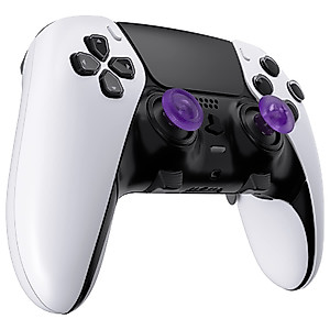 eXtremeRate Clear Atomic Purple Replacement Swappable Thumbsticks for PS5 Edge Controller, Interchangeable Analog Stick Joystick Caps for PS5 Edge Controller - Without Controller & Thumbsticks Base