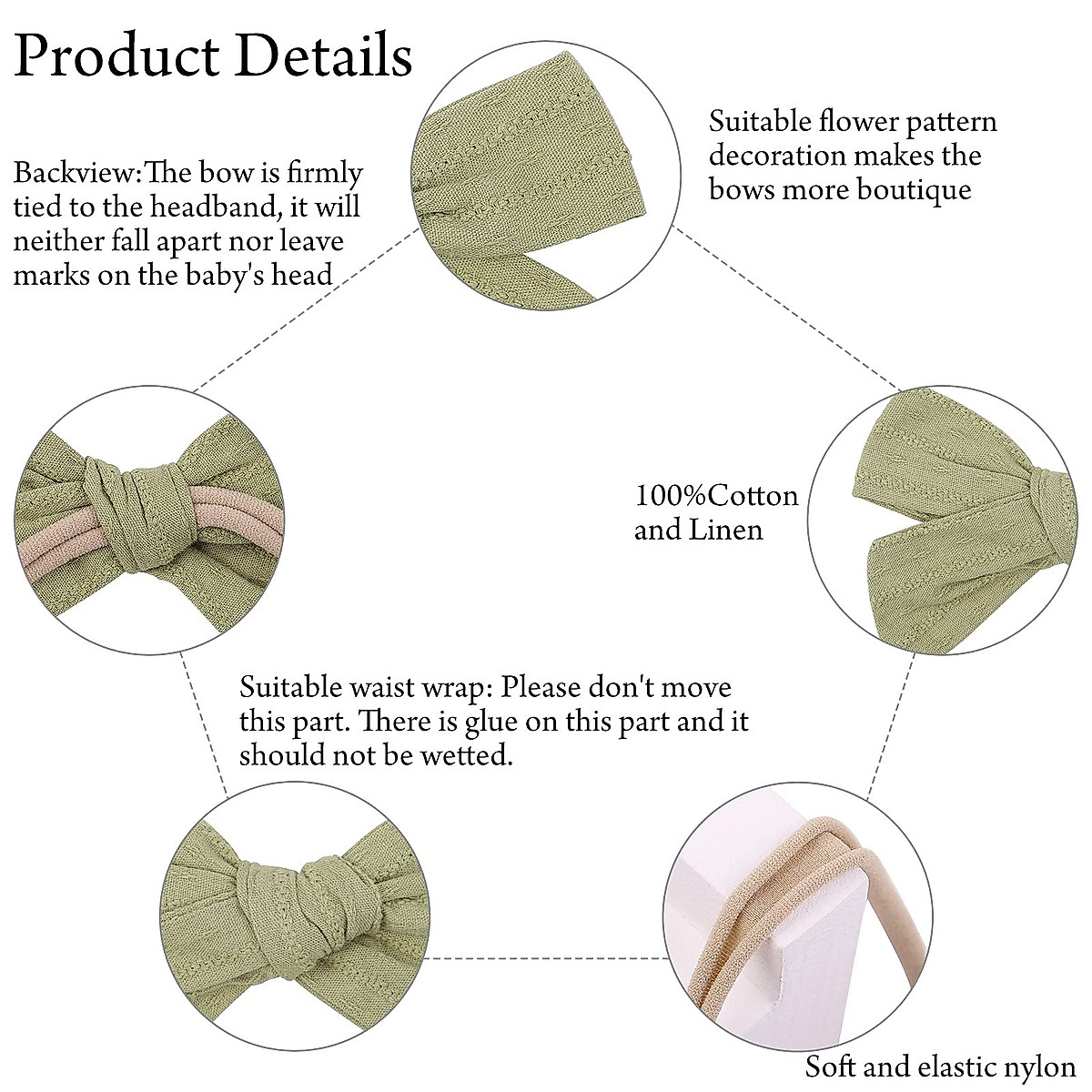 doboi 20PCS Baby Girls Headbands Hair Bows Nylon Linen Hairbands Handmade Hair Accessories for Newborn Infant Toddlers Little Girl and Kids