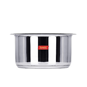 Sumeet Big Size Stainless Steel Induction Bottom (Encapsulated Bottom) Induction & Gas Stove Friendly Container/Tope/Cookware with Lid Size No.16 (4 LTR)