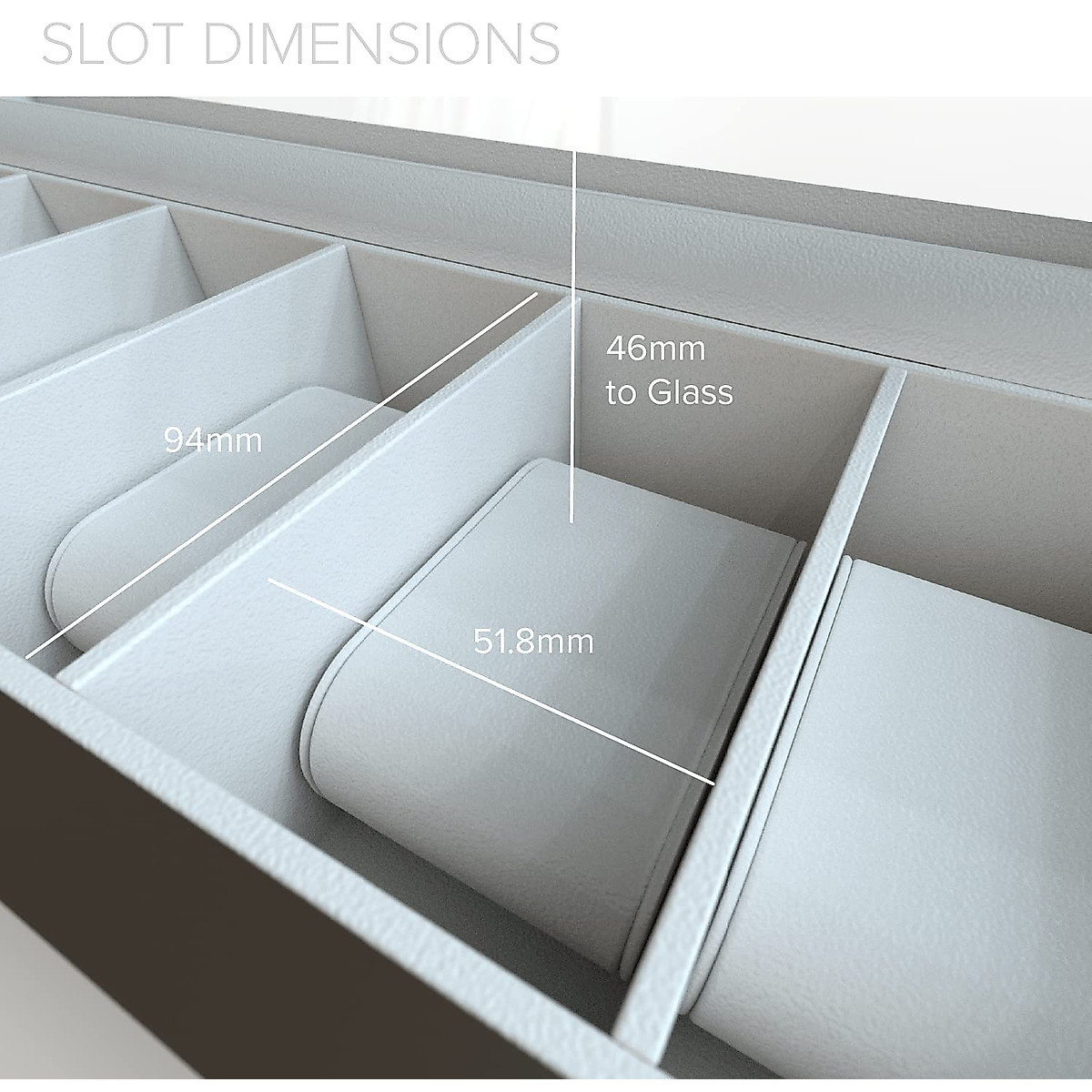 CASE ELEGANCE Solid Espresso 12 Slot Wood Watch Box Organizer with Glass Display Top