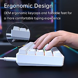 DIERYA DK61E 60% Percent Mechanical Gaming Keyboard, Optical Red Linear Switch, PBT Keycap, RGB Backlit, Waterproof, Wired USB C Mechanical Keyboard with Full Keys Programmable