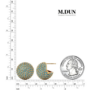 M.DUN - Disco Ball Earrings 925 Stering Silver Post 18K Gold Plated CZ Micro Pave Dainty Round Gold Stud Huggie earrings for Women (YG_turqu_large)