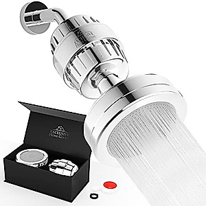 Luxury Filtered Shower Head Set - Filtered Shower Head Combo Removes Chlorine, Heavy Metals, Impurities & Soften Water - High Pressure Rainfall Shower Head with Vitamin C & E Cartridges