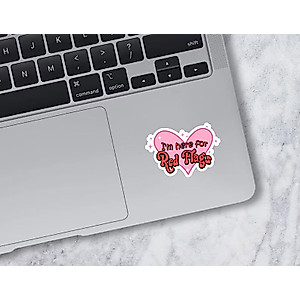 Miraki I'm Here For Red Flags Sticker, Book Lover Sticker, Reading Book Sticker, Book Nerd Sticker, Water Assitant Die-Cut Vinyl Booktok Decals for Laptop, Phone, Water Bottles, Kindle Sticker