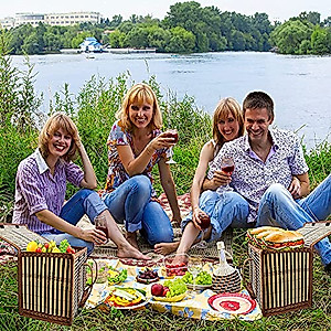 Picnic Basket for 2 with lid Handle,Picnic Baskets Empty for Gifts Cheap-Foldable