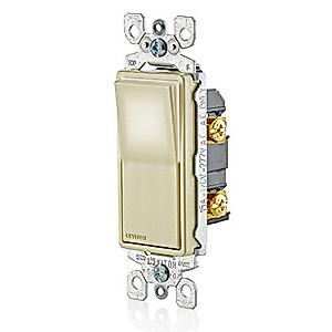 Leviton L5614-2I 15 Amp, 120/277 Volt, Decora LED Illuminated Rocker 4-Way AC Quiet Switch, Residential Grade, Grounding, Ivory