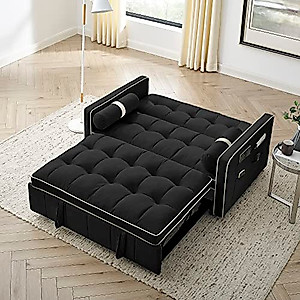ERYE 3-in-1 Upholstered Futon Sofa Loveseat Convertible Sleeper Couch Bed,2-Seaters Sofa & Couch Soft Cushions Love Seat Daybed for Small Space Living Room Sets