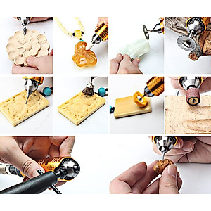 VOTOER 1200W Flex Shaft Grinder Rotary Tool Electric Hanging Carver, Forward and Reverse Rotation, Metalworking Jewelry Repair Kit, Foot Pedal Control, Metal Flexible Shaft, with Spare Inner Shaft