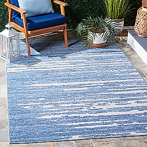 Safavieh Cabana Collection Area Rug - 5'3" x 7'6", Blue & Beige, Non-Shedding & Easy Care, Indoor/Outdoor & Washable-Ideal for Patio, Backyard, Mudroom (CBN506M)