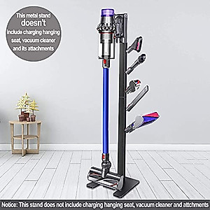 XIGOO Storage Stand Docking Station Compatible with Dyson V15 V11 V10 V8 V7 Vacuum Cleaners (Metal Bracket Black with 5 Hooks, Set of 2)