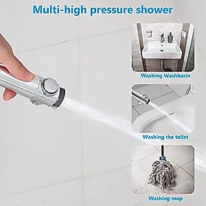 Handheld Turbocharged Pressure Propeller Shower with Adjustable water flow and filter - Upgrade Propeller Driven High-pressure shower head 360 Degrees Rotating with pause switch (Red Premium Suit)
