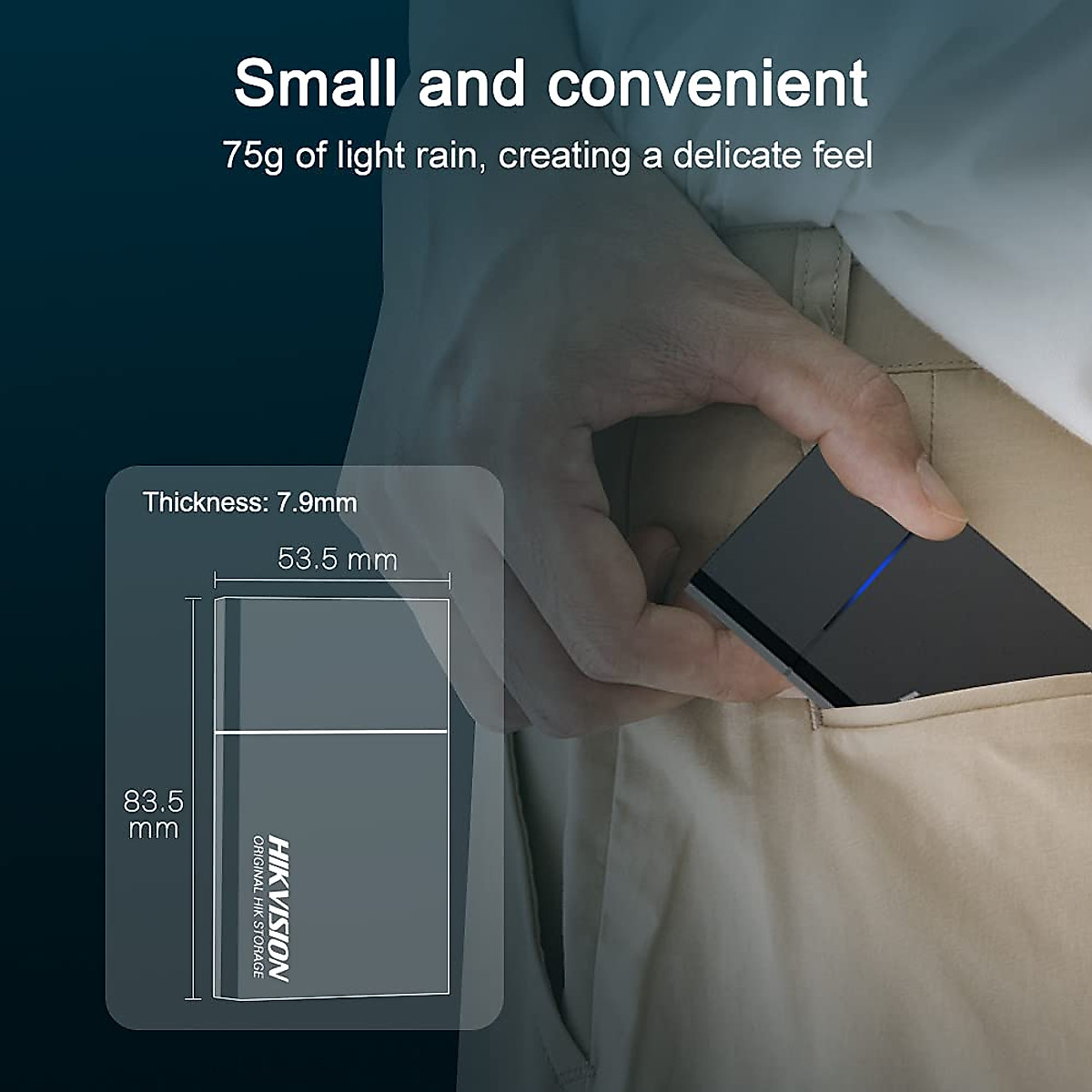 Hikvision Elite 7 Portable SSD 500GB - Up to 1060 MB/s, USB 3.2 Gen2 External Solid State Drive, Black