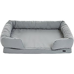Amazon Basics Memory Foam Bolster Dog Bed, Large (44 x 36 Inches), Grey