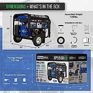 DuroMax XP5500HX 5,500-Watt Dual Fuel Portable Generator - Gas & Propane, Electric Start, RV & Emergency Ready