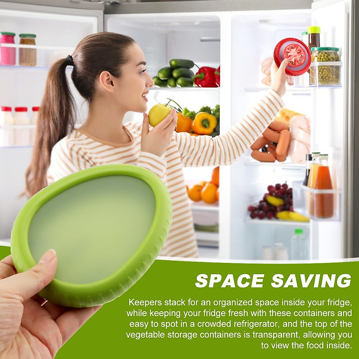 JIANWEI Avocado Storage Container-4pcs Fruit and Vegetable Storage Containers, Reusable Refrigerator Lemon Keeper Onion Storage Containers With Lid Easy To Clean For Apples, Tomato(4)