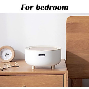 Faubourg Mini Desktop Trash Can | Bathroom Counter Organizor with Push Open Lid | Kitchen Snack Holder | Plastic | for Office Kitchen and Coffee Bar, 0.5 Gallon White