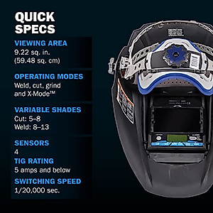 Miller 281000 Digital Elite Auto-Darkening Welding Helmet, Clearlight 2.0, Black