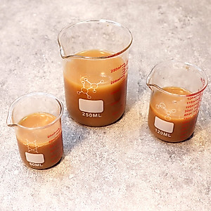 High Borosilicate Glass Measuring Cup Set-V-Shaped Spout，Includes 60ml(2OZ), 120ml(4OZ), and 250ml(8OZ) Glass Measuring Beaker for Kitchen or Restaurant, Easy to Read