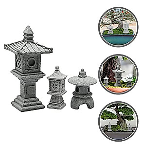 Operitacx 3Pcs Pagoda Tower Statue Mini Pagoda Model Miniature Pagoda Figurine Fish Tank Aquarium Landscape Ornament Zen Garden Bonsai Flowerpot Decoration