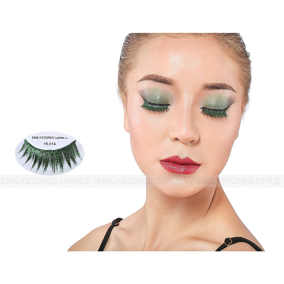 EMILYSTORES Green Wing Shining Star Costume Eye Lashes For Halloween, Dramatic Eyelashes, Party Looking, 1 Pair