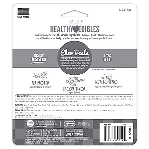 Nylabone Healthy Edibles All-Natural Long Lasting Bacon Flavor Chew Treats 1 count pack of 3 Bacon Small/Regular