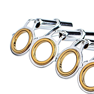 5X Fishing Rod Tip Guide Set Stainless Steel Replacement Rod Accessories Circle Tools for Rod, 7 Size Gold