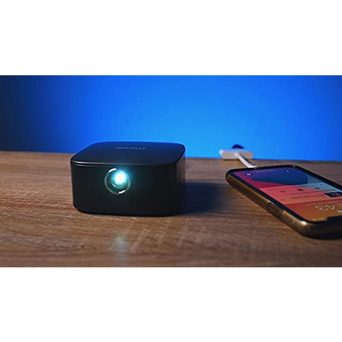 Miroir M75 Portable Projector, Grey, 50 Inch Picture, 1080P Supported, Home / Outdoor Entertainment, Rechargeable Battery, Compatible with TV Stick / Laptop / Phone / Game Console (Renewed)