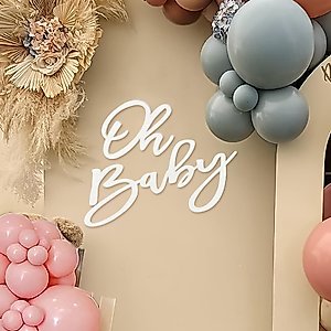 MASTRON Oh Baby Sign for Baby Shower Backdrop - Felt Oh Baby Sign Party Banner Boy Girl Baby Shower Decorations Gender Reveal 1st Birthday Party Photography Background - White