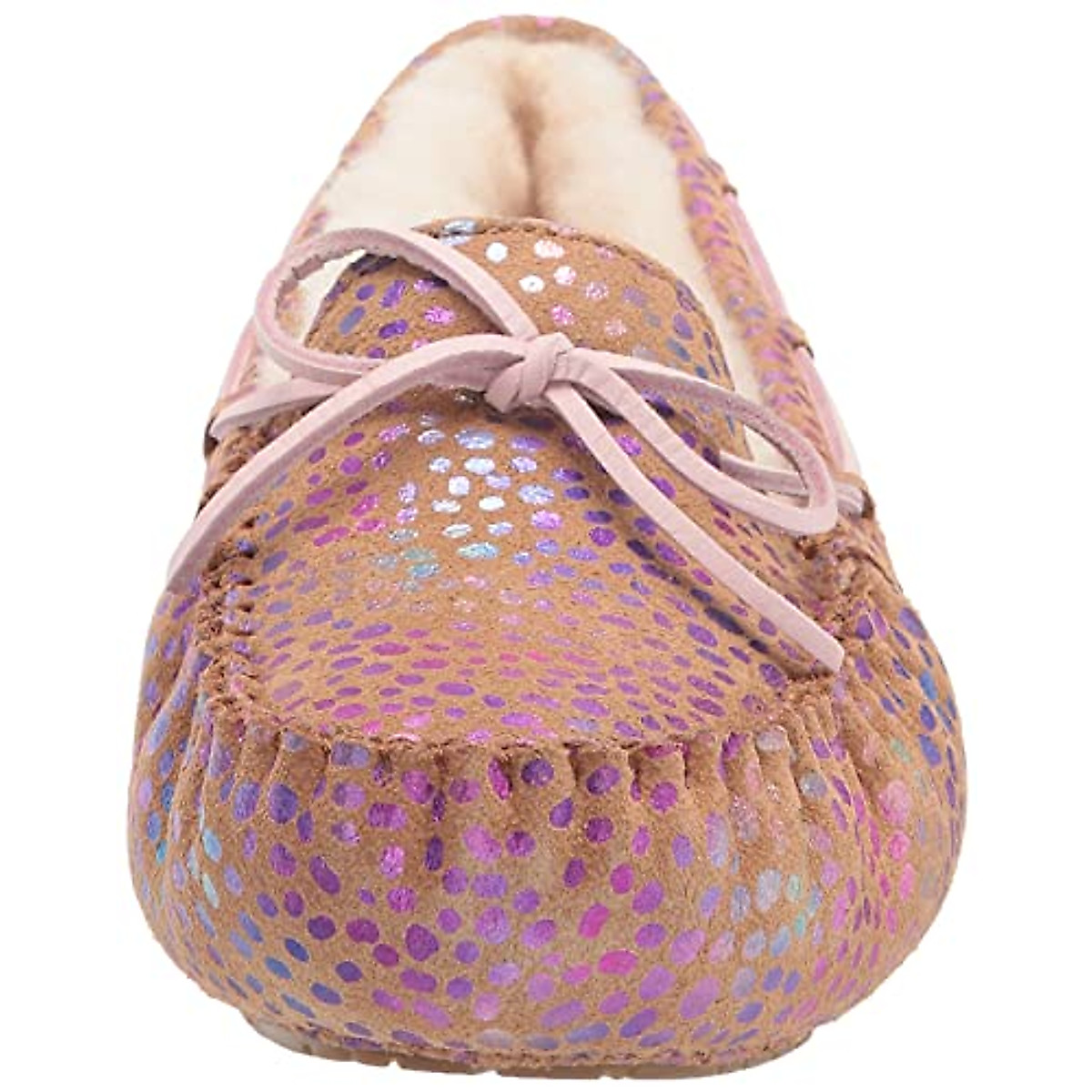 UGG Girls K Dakota Spots Slipper, Chestnut Sparkle Suede, 5 Big Kid