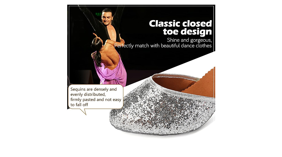 HIPPOSEUS Silver Latin Dance Shoes for Women - Elegant & Comfortable