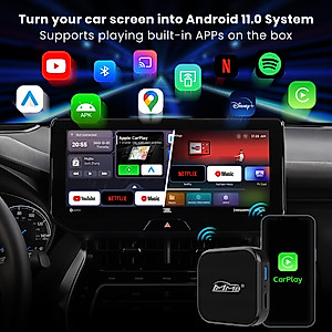 MMB Wireless CarPlay Adapter & Android Auto Wireless, Magic Box, Black, WiFi, HDMI, USB, Voice Control, YouTube, Netflix, World TV, Mirroring, 1080p, Apple, Google, Television, Smartphone