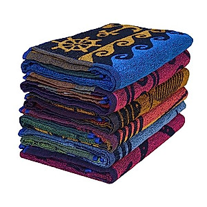 BolBom's Terry Cotton Beach Towel, Set of 6 Assorted Beach Towel, Oversize 30" x60” Quick Dry High Absorbent Towel for Beach,Travel,Swim,Pool,Yoga, Hotel,Parties,Guests & Perfect for Daily Use