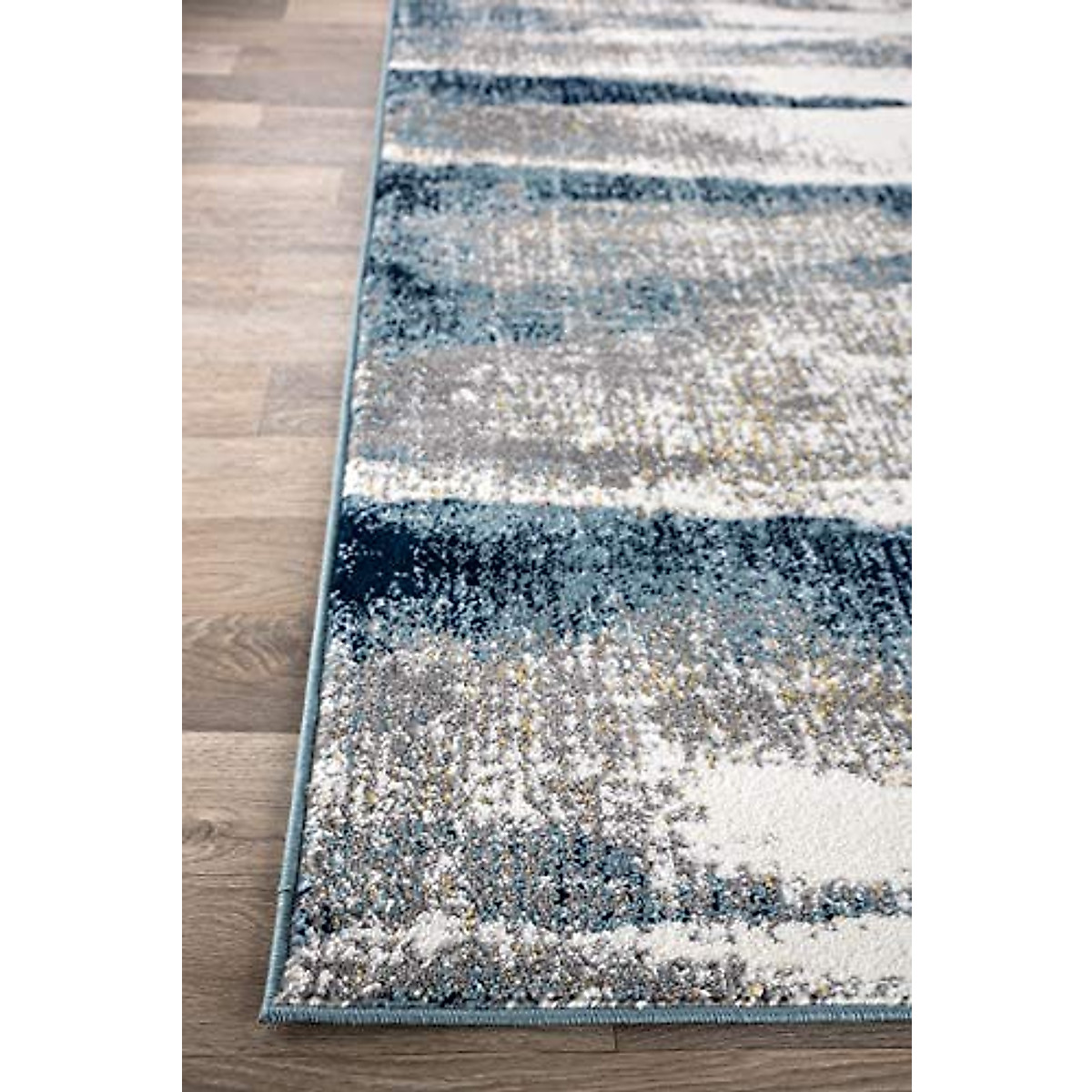 Rugshop Modern Abstract Waves Area Rug 7'10" x 10' Blue